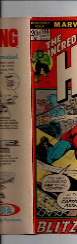 Incredible Hulk #155 - 1st Shaper of Worlds - KEY - 1972 - VF | Comic ...