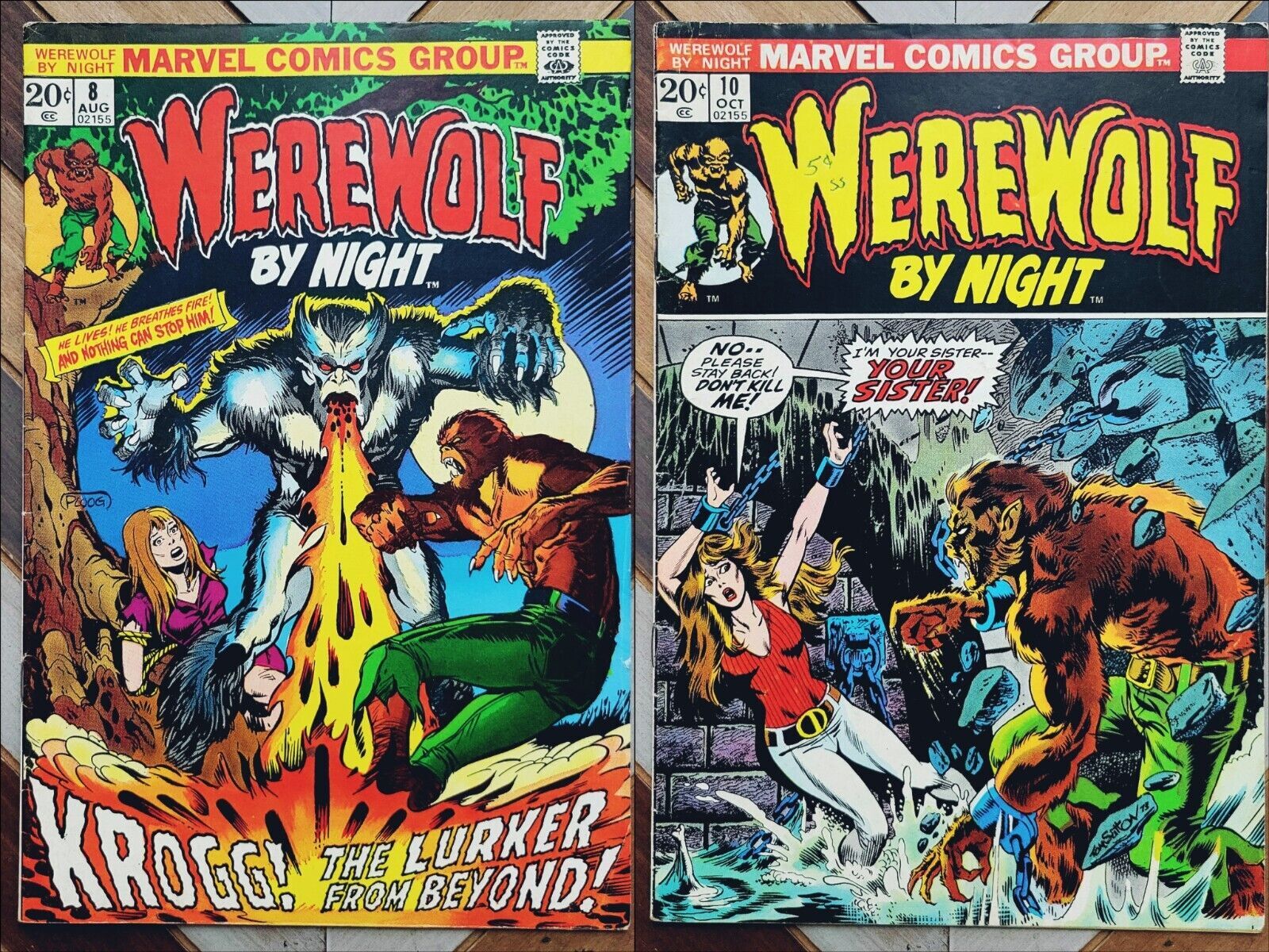 Werewolf by Night #8, 10 (Marvel 1973) Ploog, Sutton Art / 1st Krogg ...