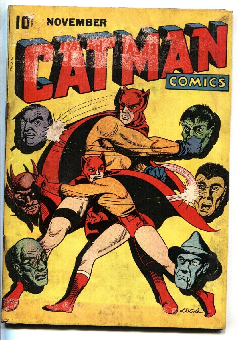 Catman Vol.3 #2 1944 L.B. Cole superhero comic book WWII Golden-Age ...