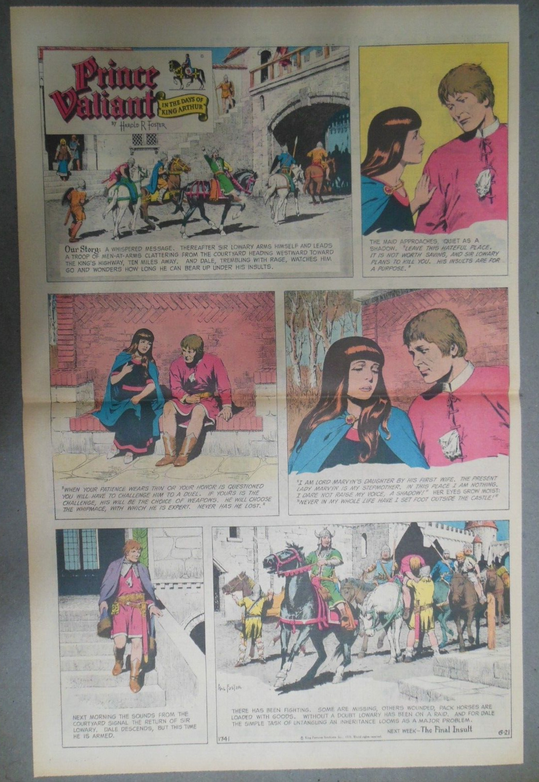 Prince Valiant Sunday #1741 by Hal Foster from 6/21/1970 Rare Full Page ...