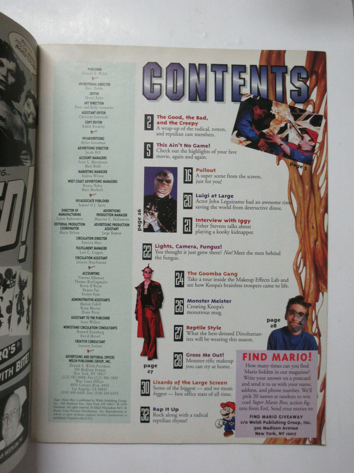 Super Mario Bros. the Official Movie Magazine Sumer 1993 Lights Camera ...