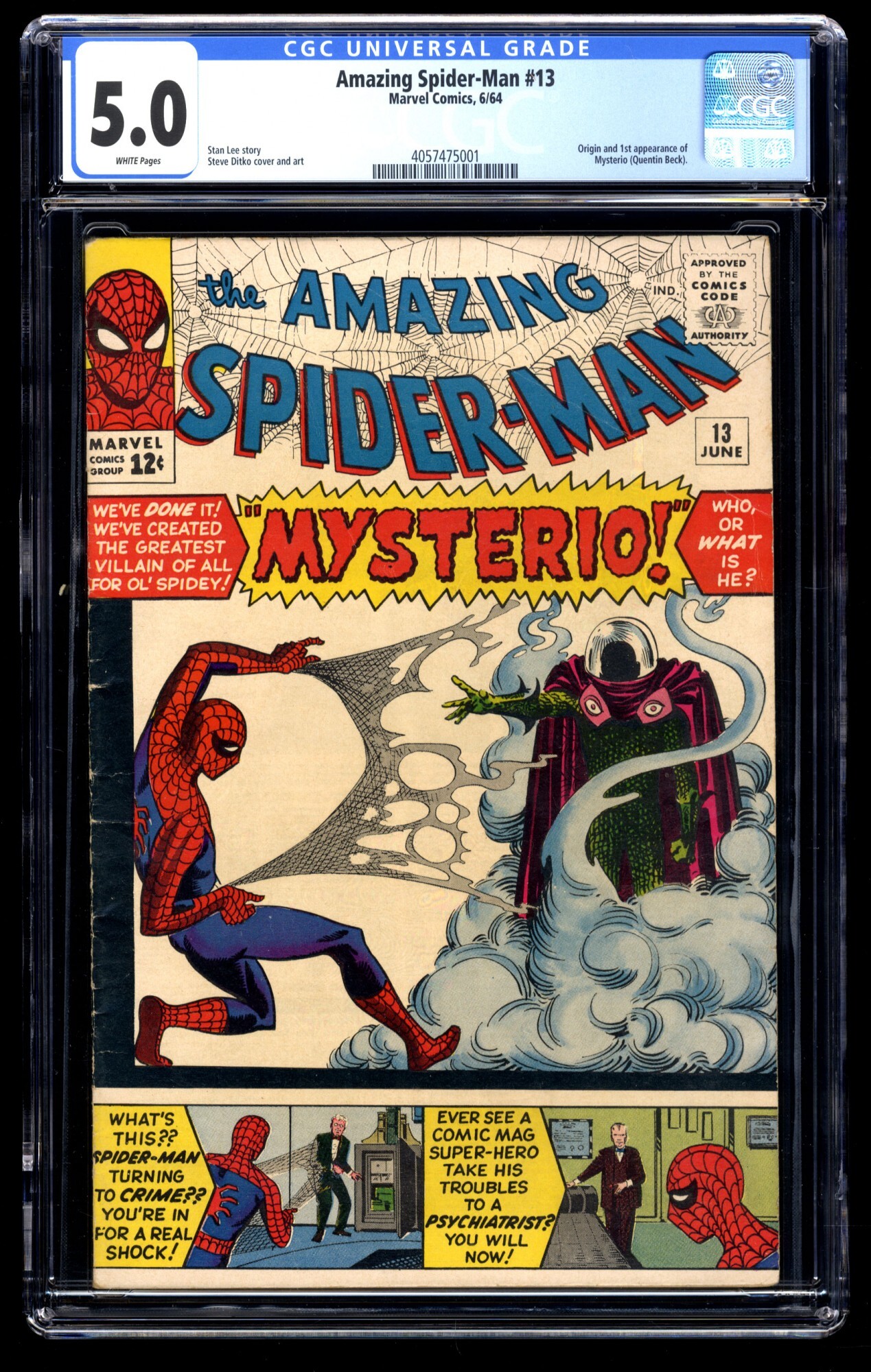 Amazing Spider-Man #13 CGC VG/FN 5.0 White Pages 1st Appearance ...