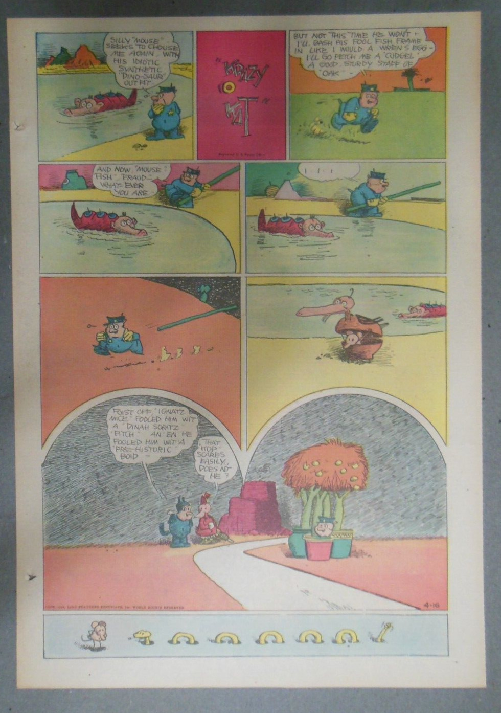 Krazy Kat Sunday Page by George Herriman from 4/16/1944 Size: 11 x 15 ...