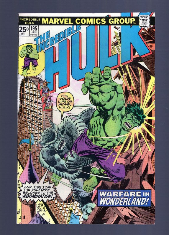 Incredible Hulk #195 - Sal Buscema Art. Abomination App. (4.0) 1976 ...