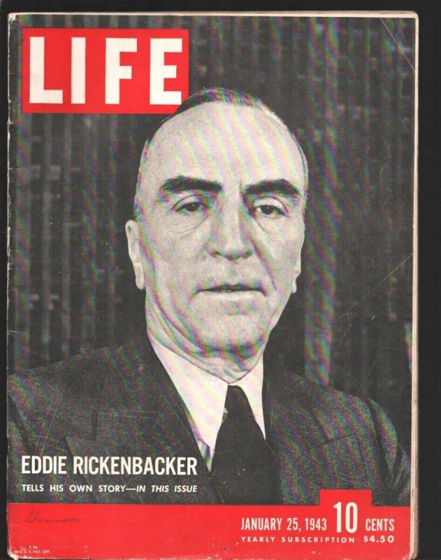 Life1/25/1943-Eddie Rickenbacker cover & life story including race cars ...