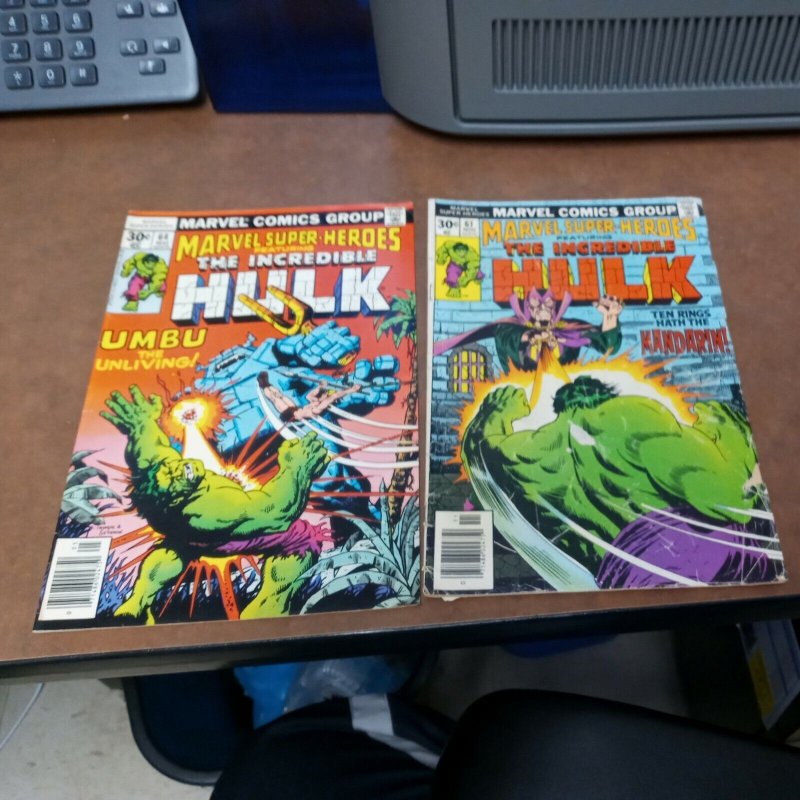 Marvel Superheroes 20 Issue Bronze Age Incredible Hulk Comics Lot Run ...
