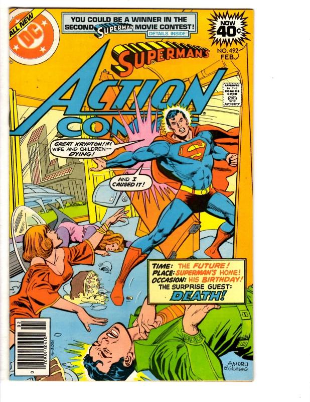 3 Action Comics DC Comic Books # 491 492 493 Superman Hawkman Brainiac ...