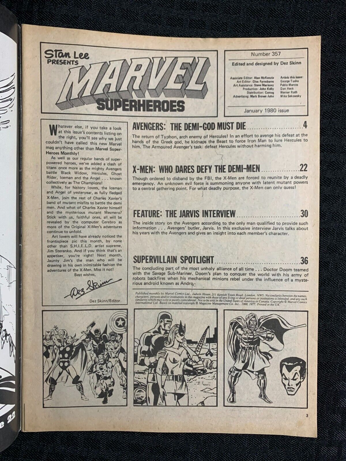 1980 Jan MARVEL SUPERHEROES Mavel UK Magazine #357 FN 6.0 Avengers ...
