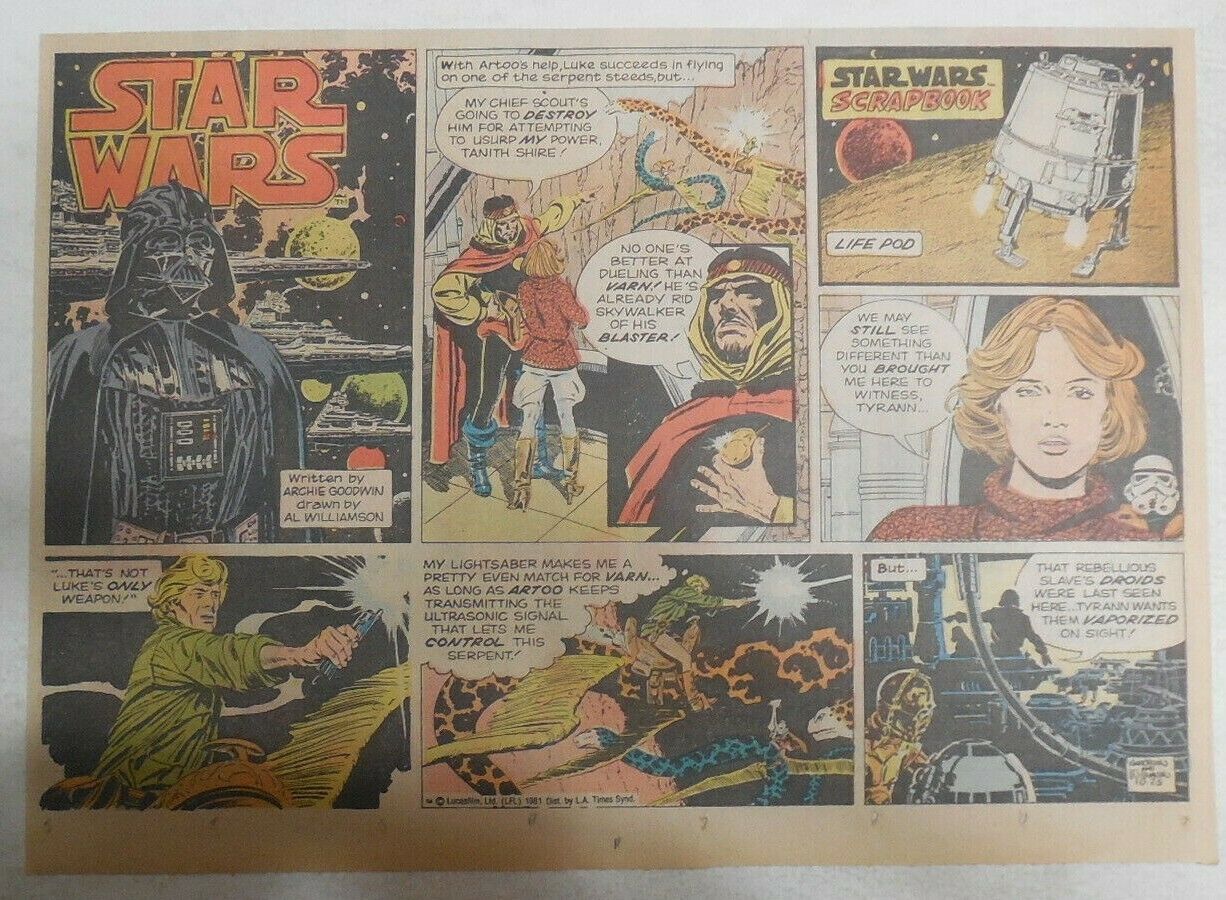 Star Wars Sunday Page by Al Williamson from 10/25/1981 Large Half Page Size! | Comic Books ...