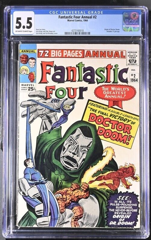 Fantastic Four Annual #2 CGC 5.5 Origin Doctor Doom Jack Kirby | Comic Books - Silver Age ...