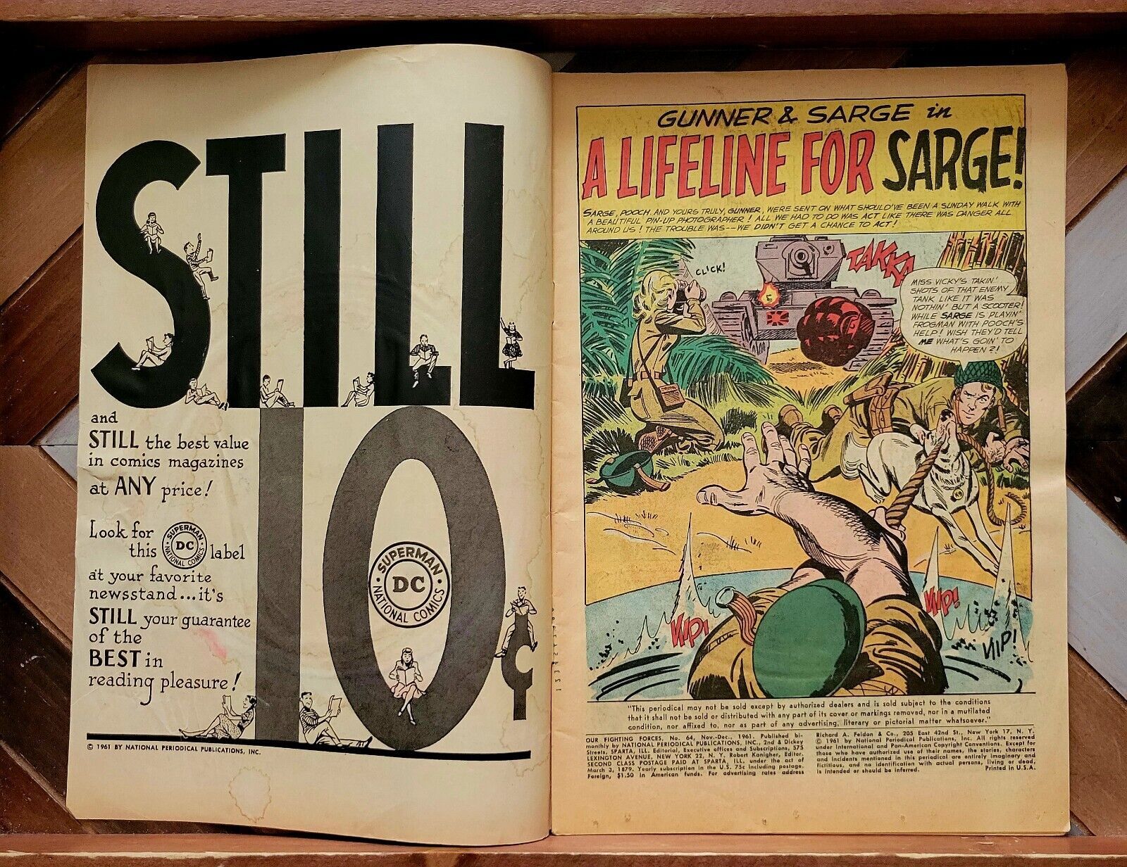 OUR FIGHTING FORCES #64 G/VG (DC 1961) "Lifeline For Sarge" Last 10 ...