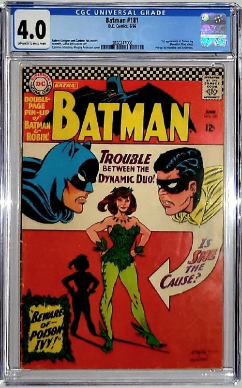BATMAN #181 CGC 4.0 (DC 1966) 1st app POISON IVY Silver Age OW/WHITE ...