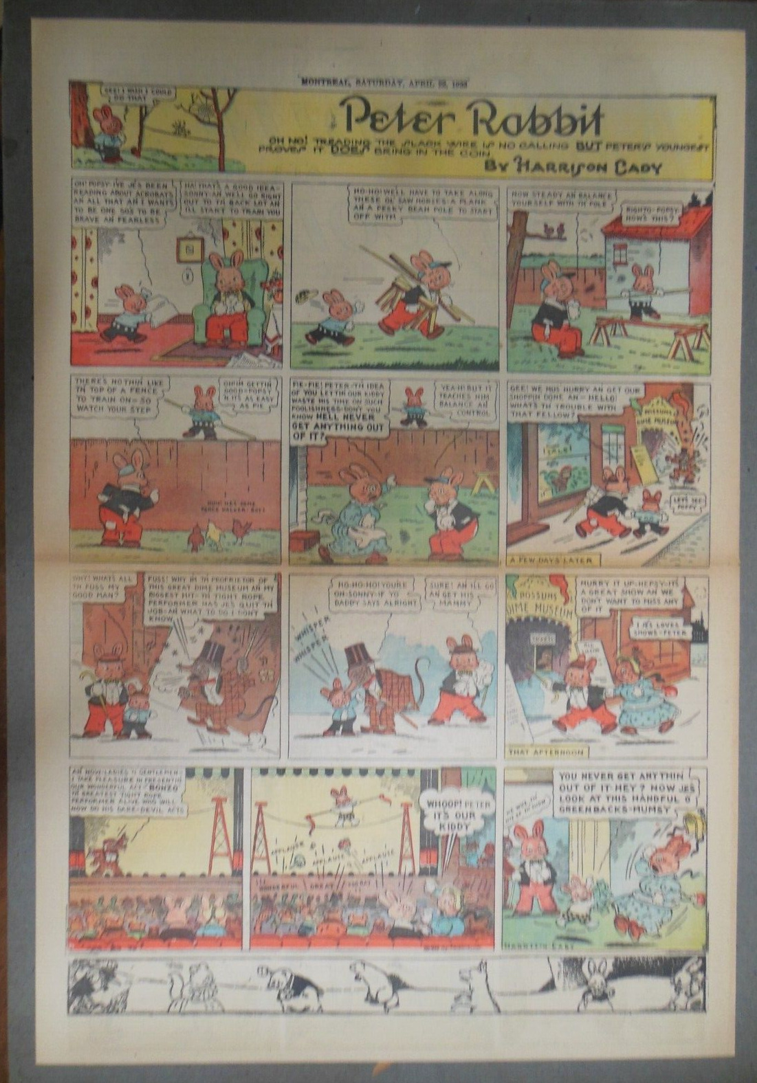 Peter Rabbit Sunday Page by Harrison Cady from 4/22/1933 Large Full ...