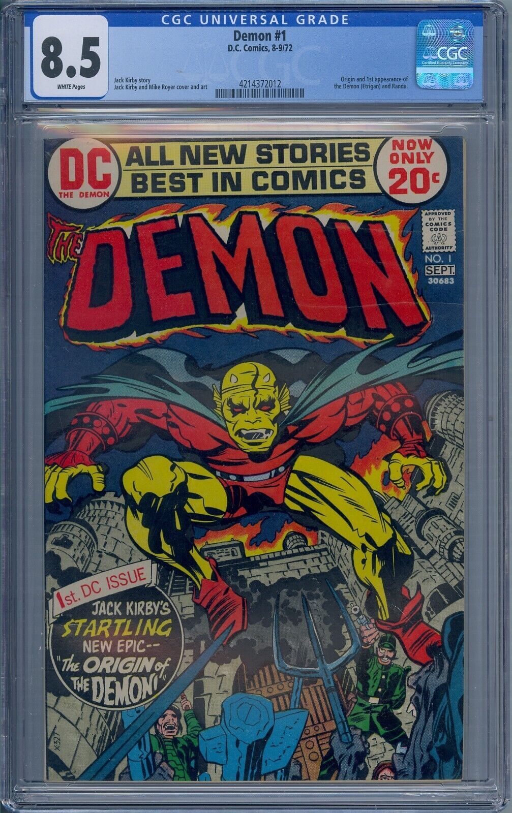 Demon #1 CGC 8.5 1st Demon Etrigan Randu Jack Kirby White Pages | Comic ...
