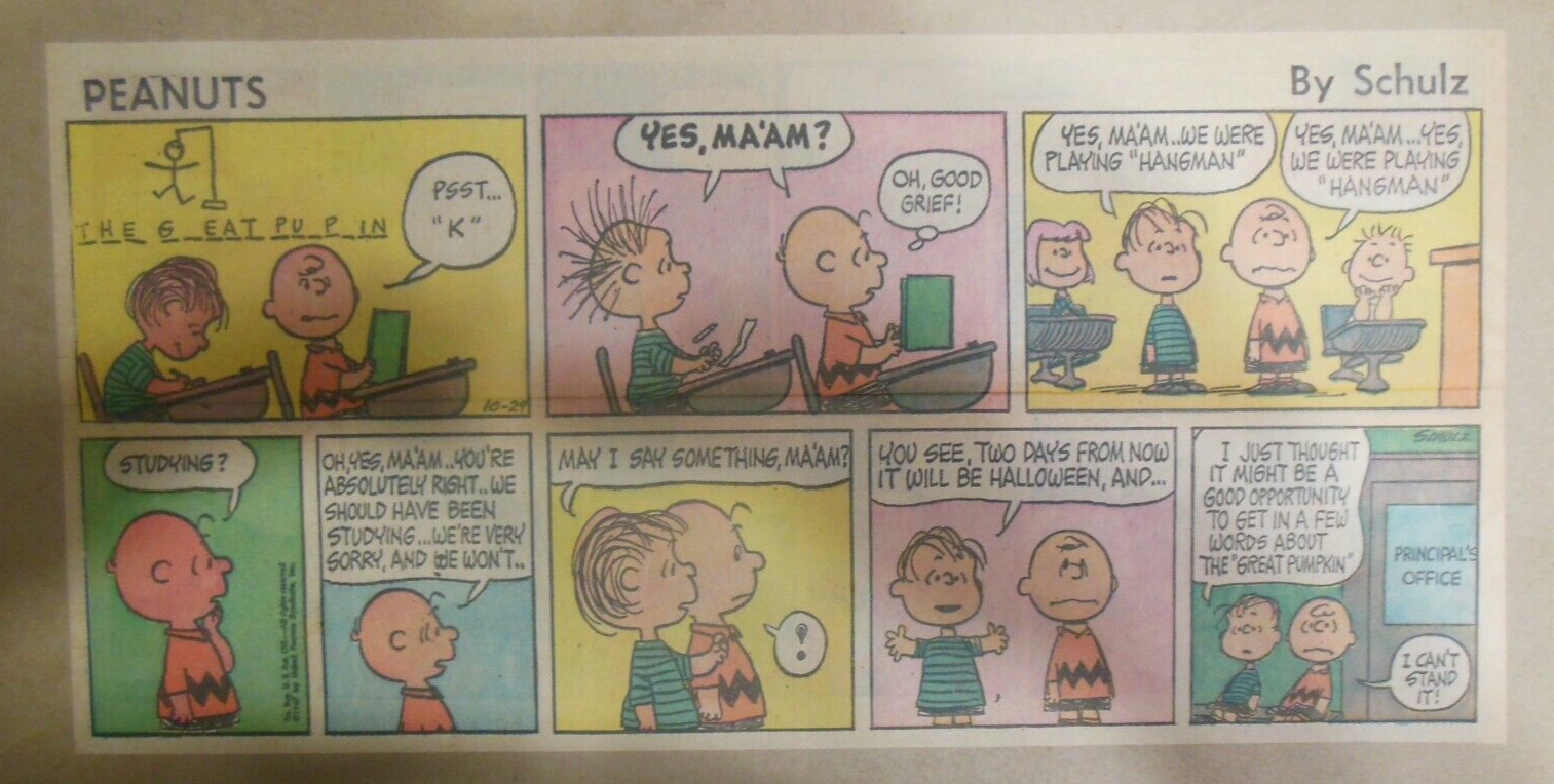 Peanuts Sunday Page by Charles Schulz from 10/29/1967 Size: ~7.5 x 15 ...