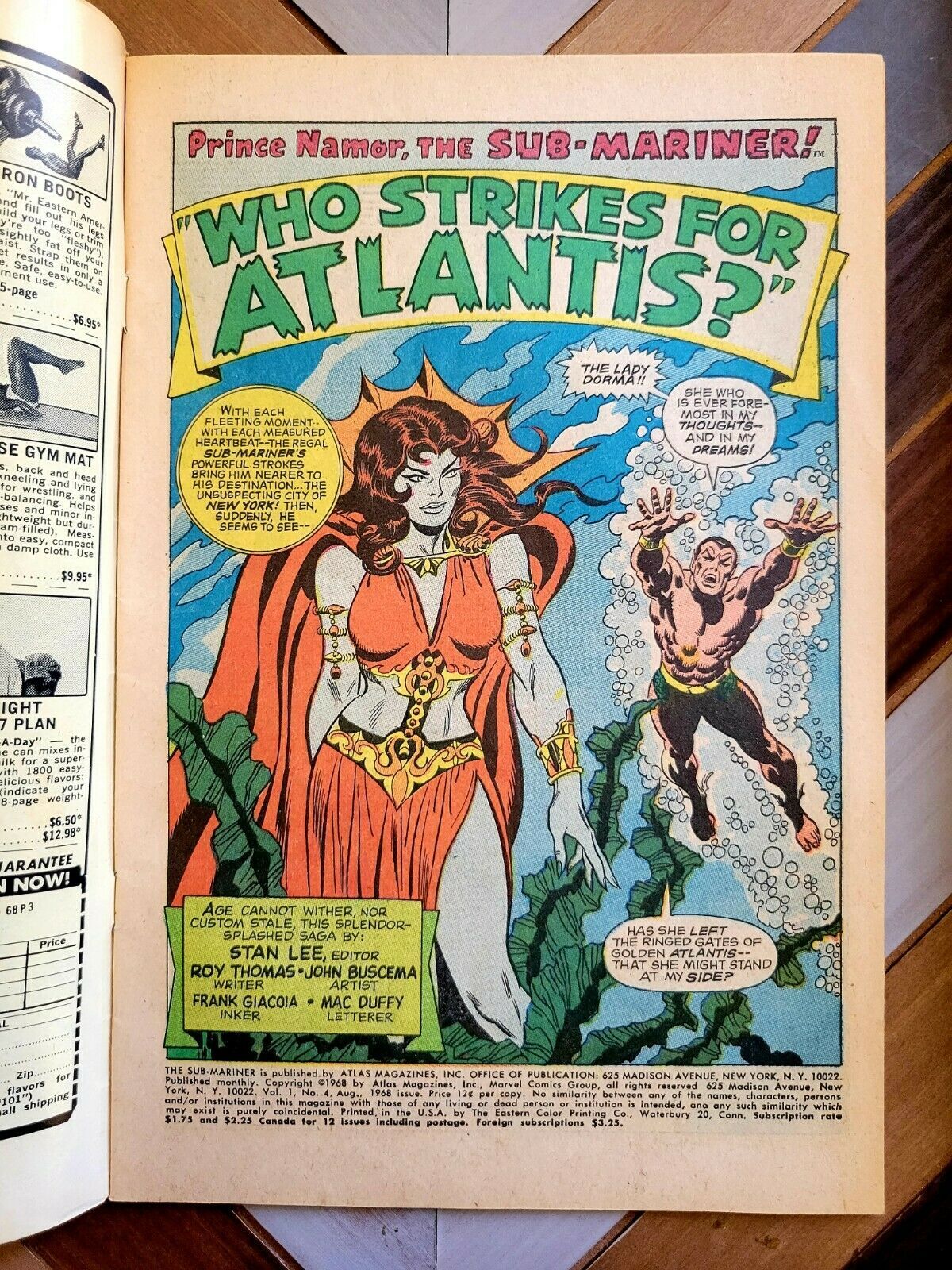 Sub-Mariner #4 FN- (Marvel 1968) Namor & Lady Dorma "Who Strikes for ...