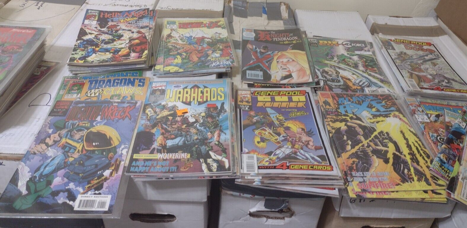 box of 60+ comics marvel uk gene dogs mystech wars black axe hells ...