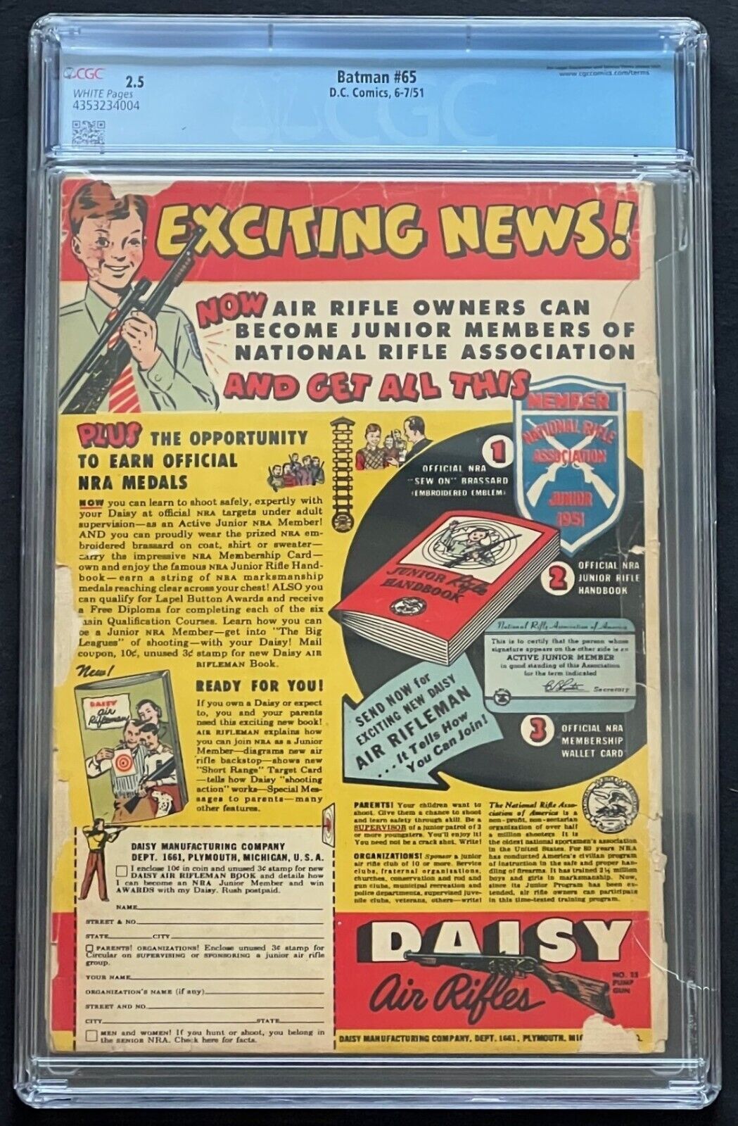 Batman #65 DC 1951 CGC 2.5 White pages Catwoman Wingman | Comic Books ...
