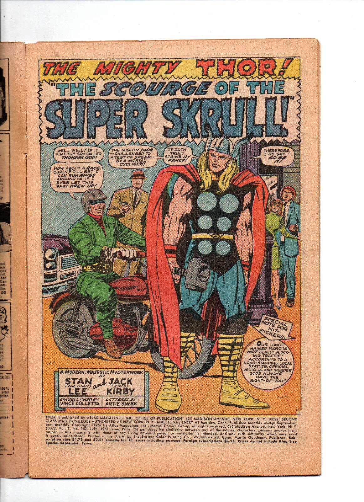 The Mighty Thor #142 - Thor vs Super Skrull - Jack Kirby - 1967 - GD/VG ...