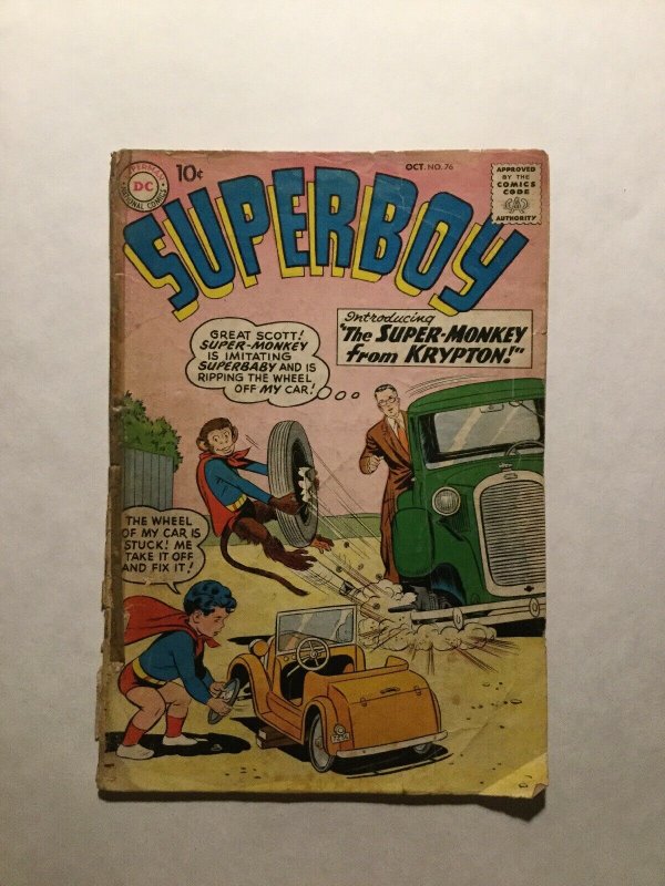 Superboy 76 Good- Gd- 1.8 Top Staple Detached First 1st Super Monkey Dc ...