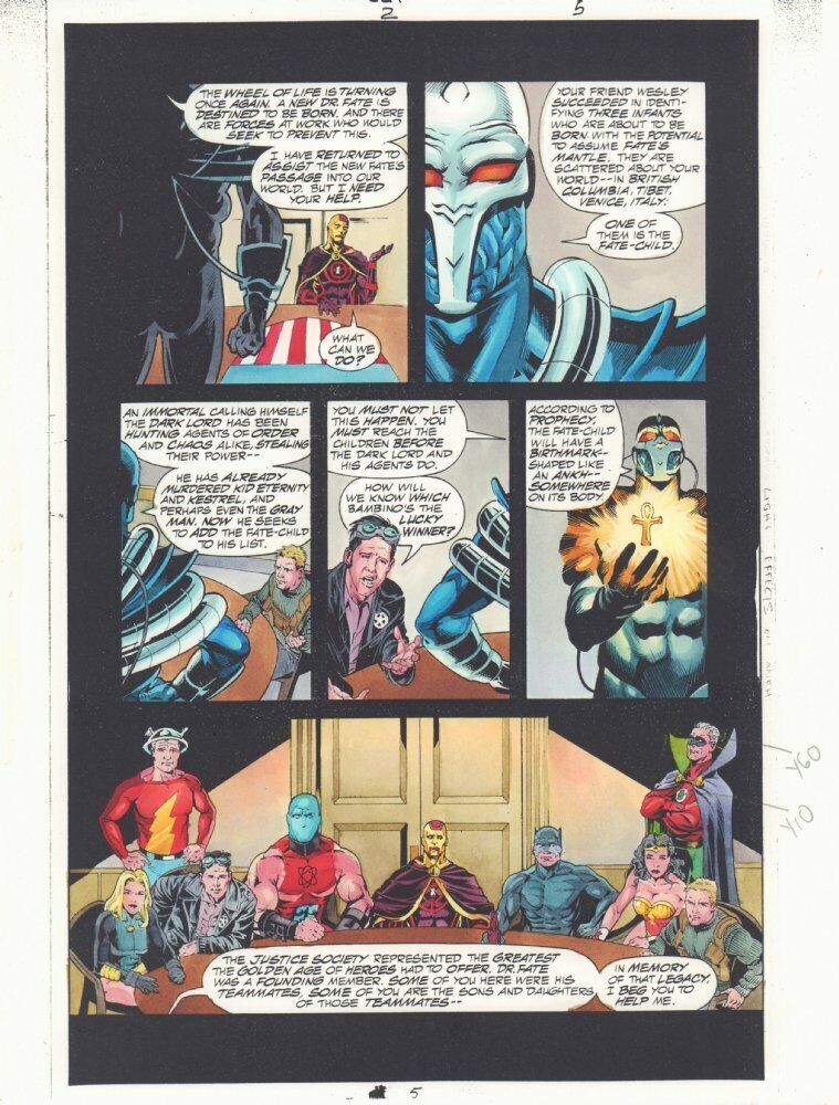 JSA #2 p.5 Color Guide Art - The Scarab, Hourman, Starman by John ...