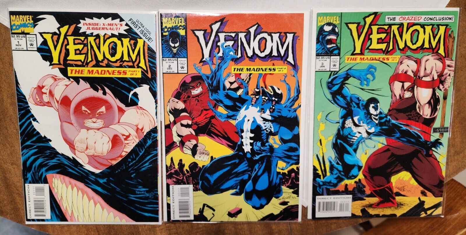 Venom The Madness Complete Set #1 #2 #3 1993 Marvel Comics | Comic ...