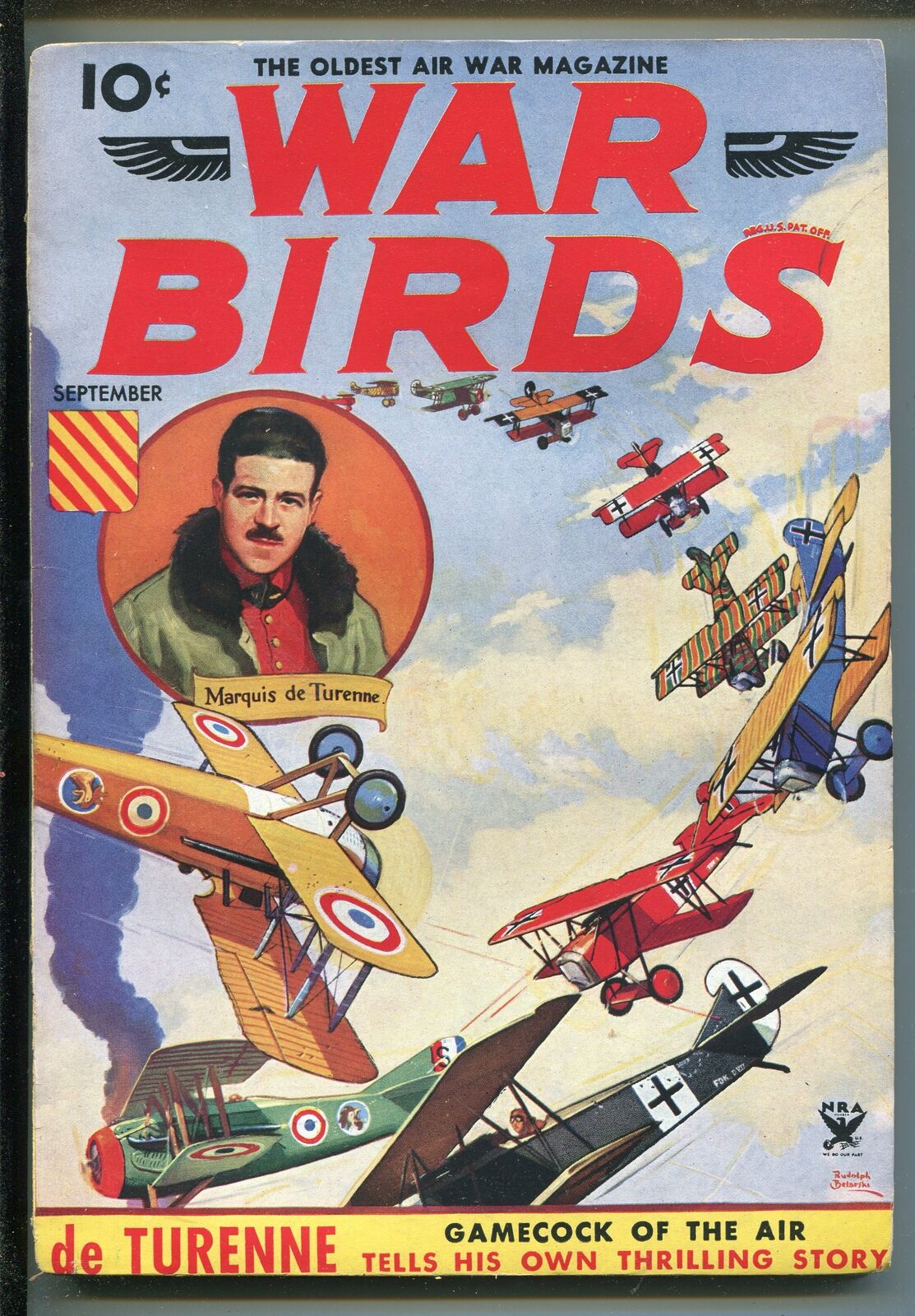 WAR Birds 09/1934-Oldest AIR WAR Pulp-Bealrski WWI AIR Combat Cover ...