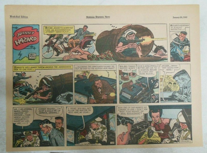 (52) Johnny Hazard Sunday Pages by Frank Robbins from 1963 All 11 x 15 ...