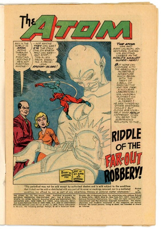 The Atom 23 FNVF 7.0 DC 1966 Silver Age Gil Kane Gardner Fox | Comic Books - Silver Age, DC ...