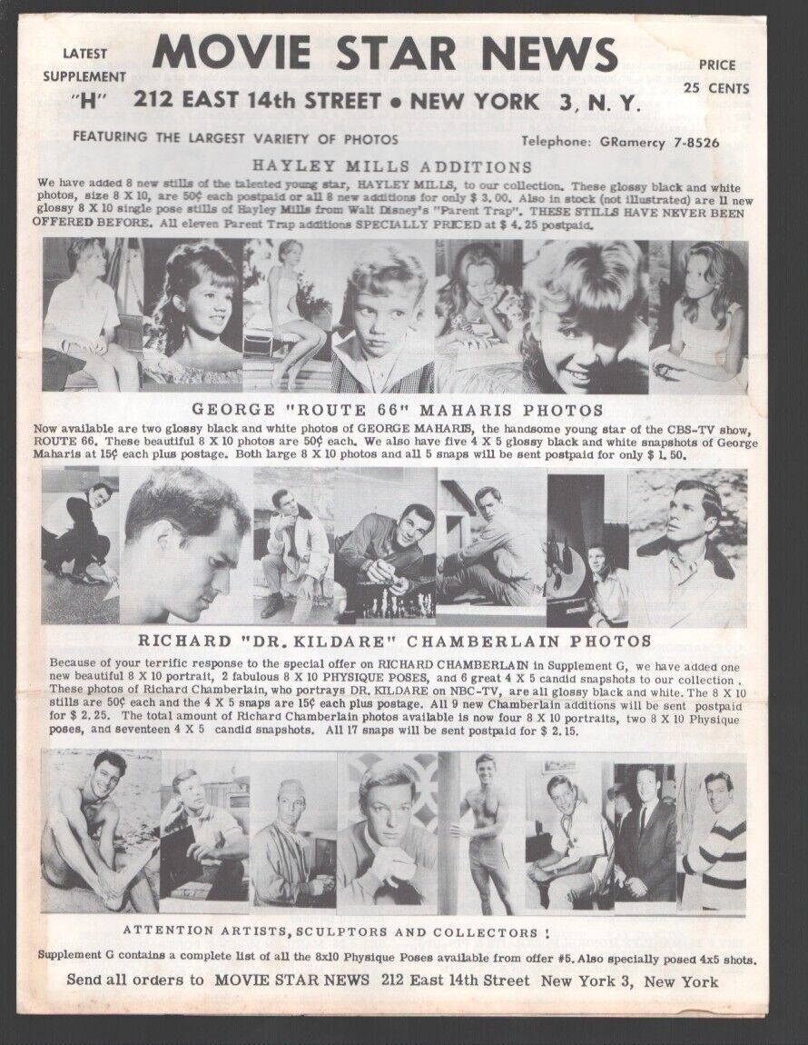 Movie Star News Mail Order Sales Catalog Supplement #H 1960's-Irving ...