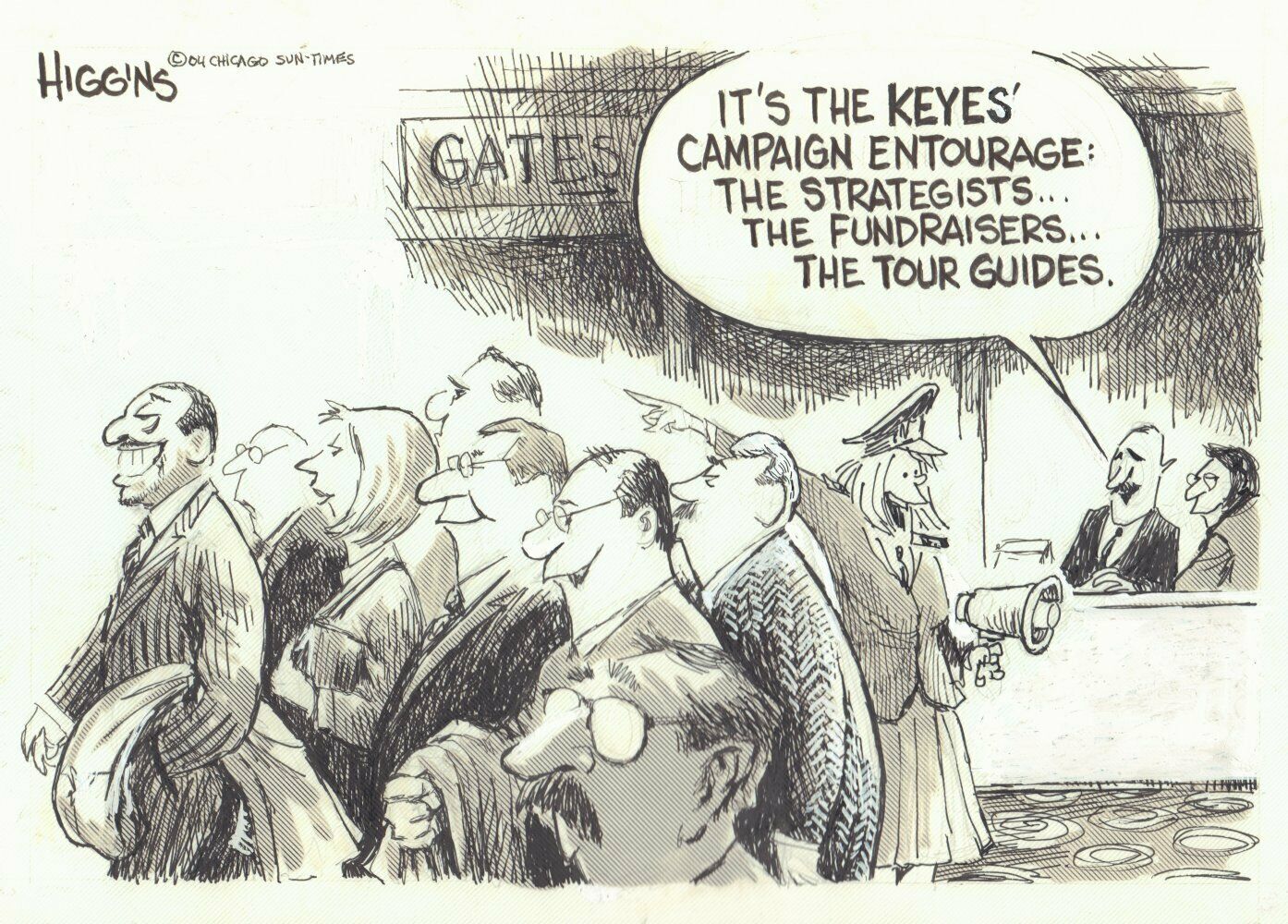 Keyes' Campaign Entourage Chicago Sun-Times Newspaper Cartoon - art ...
