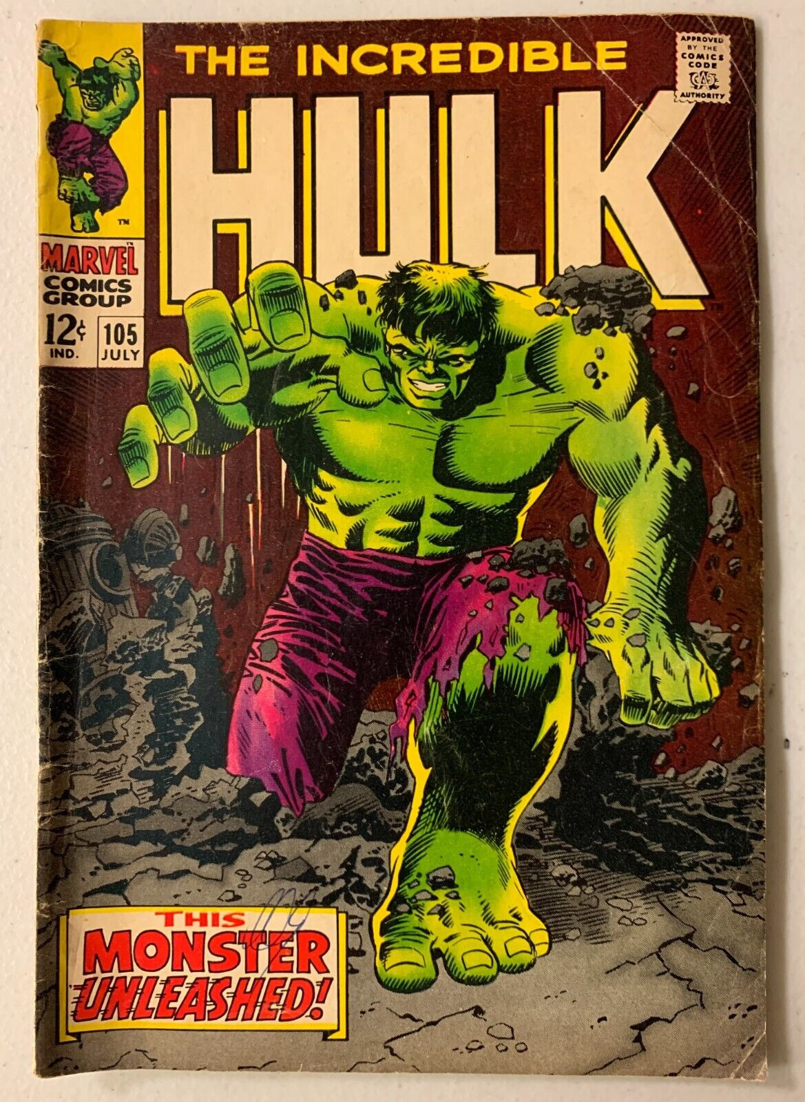 Incredible Hulk #105 Marvel 1st Series (4.0 VG) (1968) | Comic Books ...