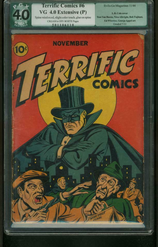 Terrific Comics #6 1944-Lb Cole Cover Art-Pgx Graded 4.0 Restored-Rare ...