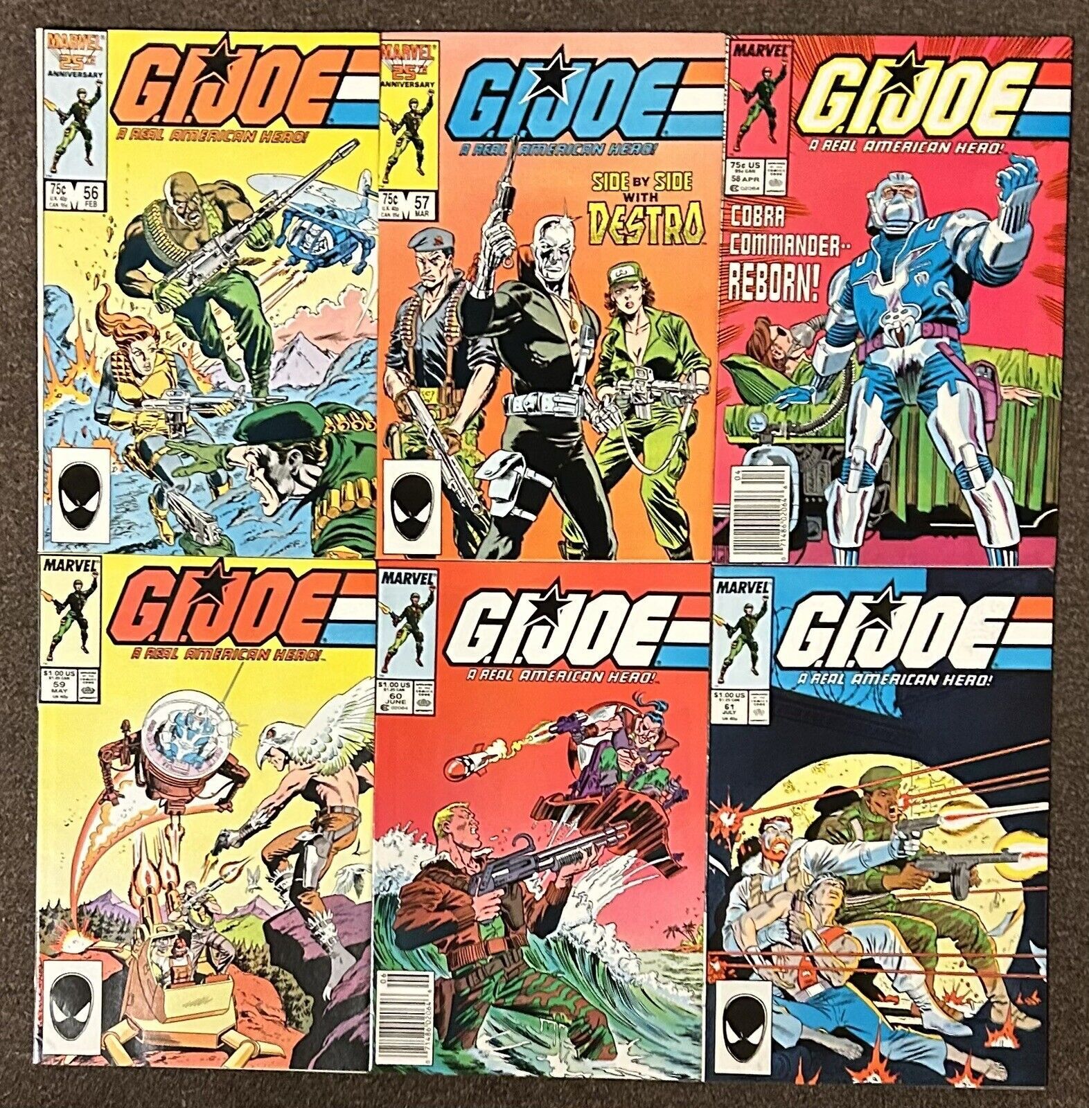 GI Joe A Real American Hero #56,57,58,59,60,61 G.I. Joe 1987 Marvel ...