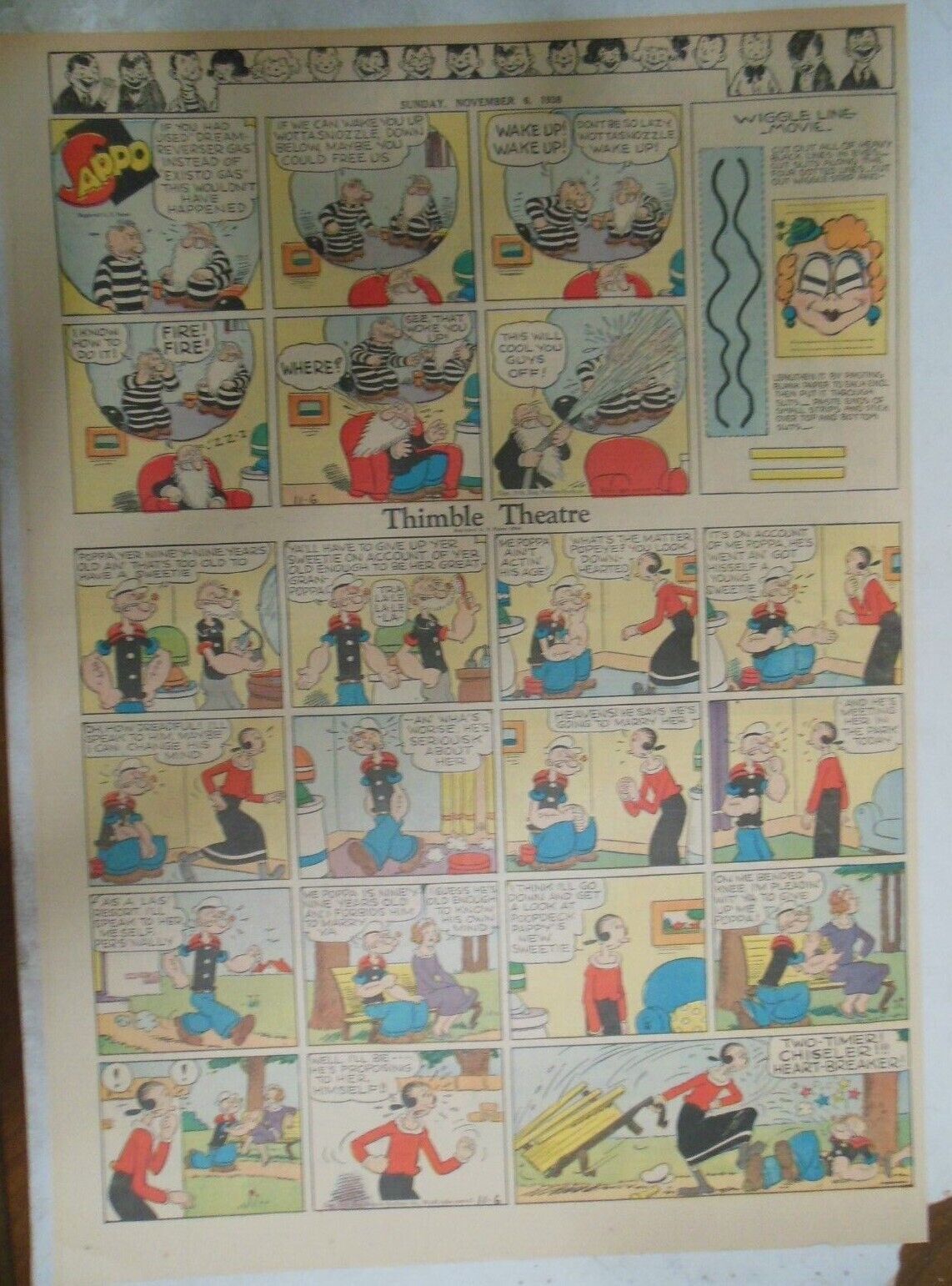Popeye Thimble Theatre Sunday Page by EC Segar from 11/6/1938 Full Page ...