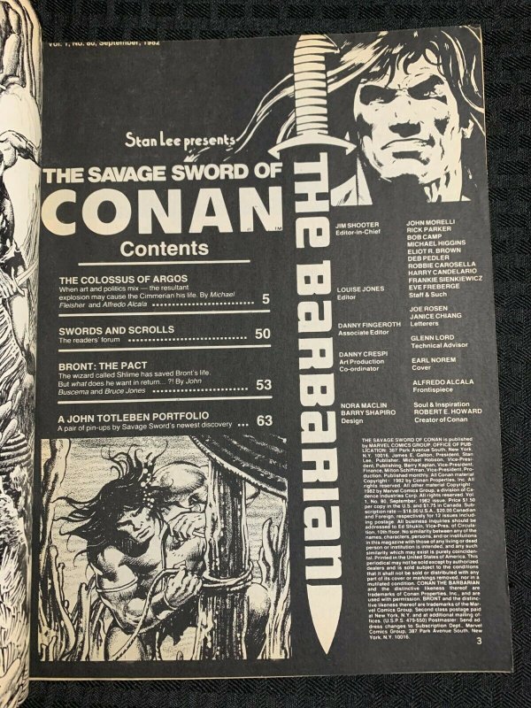 1982 SAVAGE SWORD OF CONAN Magazine #80 FVF 7.0 Alfredo Alcala / Earl ...