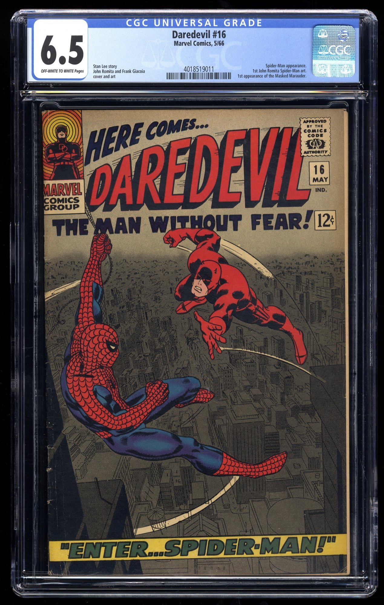 Daredevil #16 CGC FN+ 6.5 Spider-Man Appearance! 1st Romita Spider-Man ...