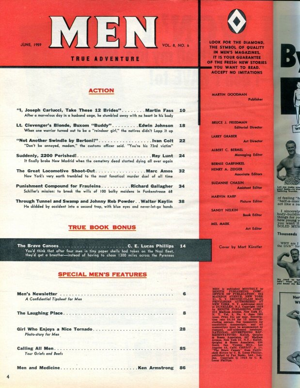 Men Magazine June 1959-JAMES BAMA COLOR INTERIOR ART FN | Comic ...