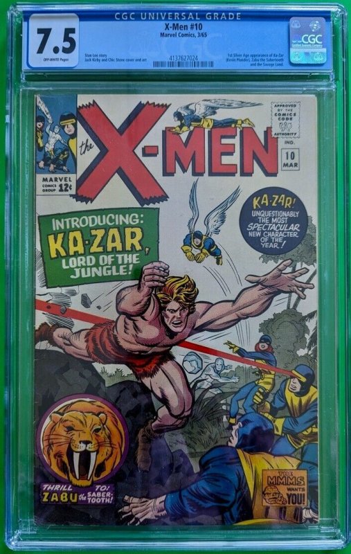 X-Men #10 Marvel 1965 CGC 7.5 1st Kazar and the Savage Land Lee Kirby ...