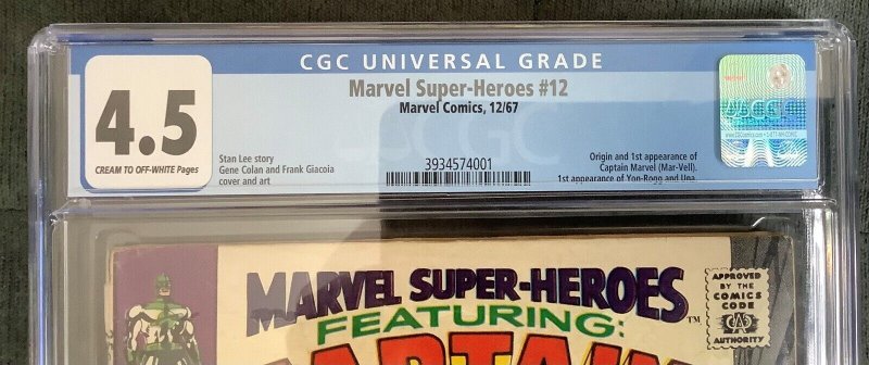 Marvel Super-Heroes #12 CGC 4.5 (MV 1967) 1st Appearance & Origin ...