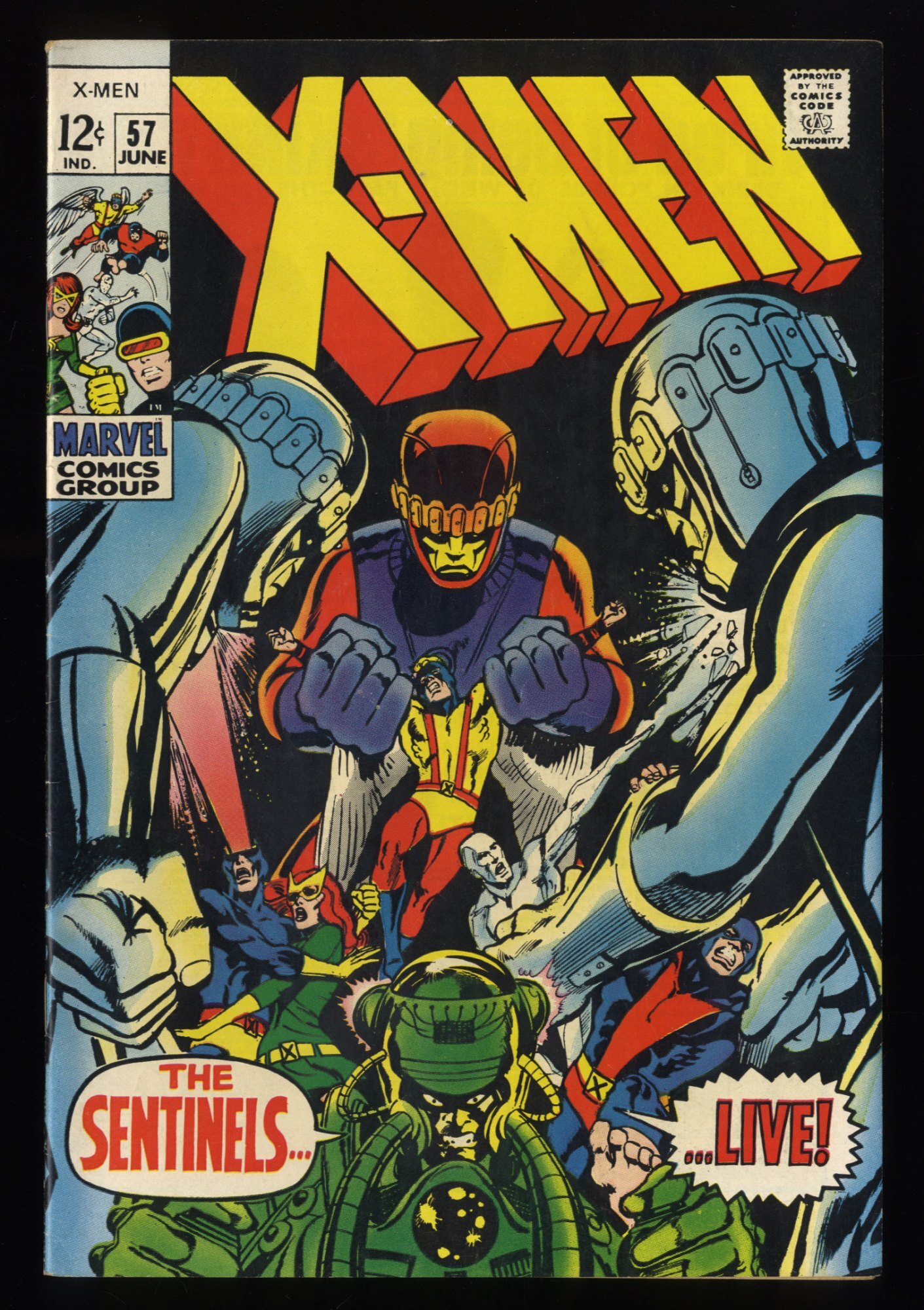 X-Men #57 VF- 7.5 Neal Adams Art! Sentinels Appearance 1st Larry Trask ...