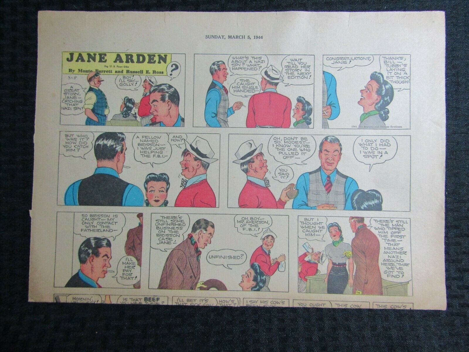 1940s JANE ARDEN Barrett & Ross 15x11" Newspaper Comic Strip LOT B of ...