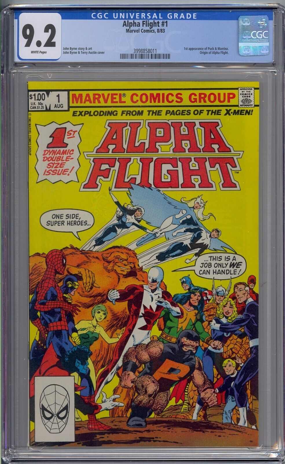 Alpha Flight #1 CGC 9.2 1st Puck & Marrina White Pages 8011 | Comic ...