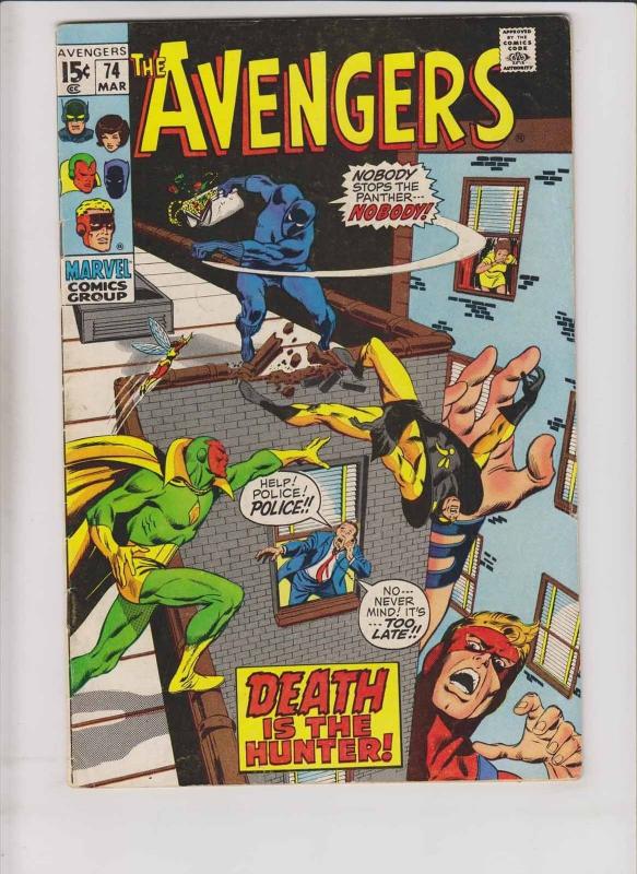 Avengers #74 FN- black panther vs racist villains (sons of the serpent ...