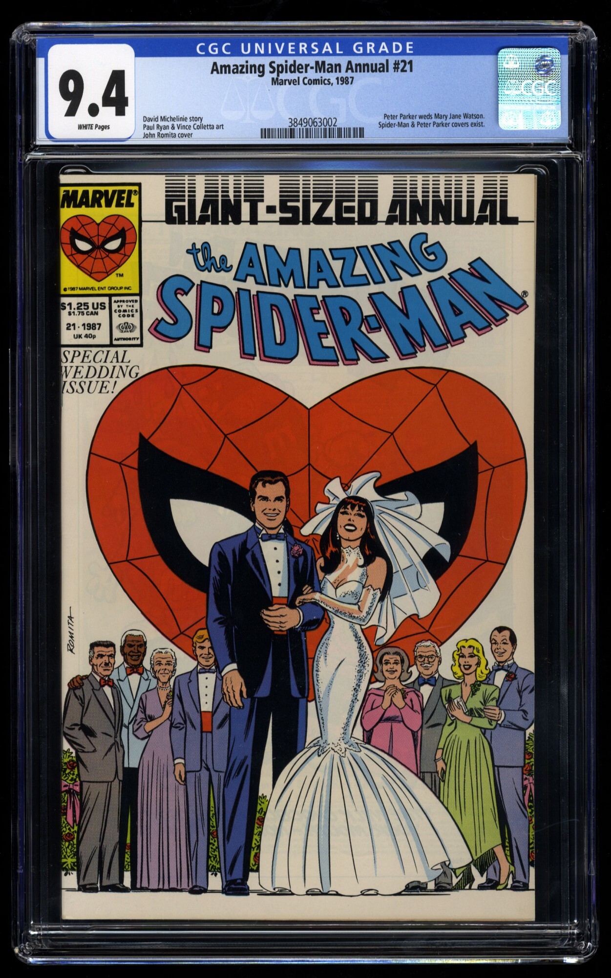 Amazing Spider-Man Annual #21 CGC NM 9.4 Wedding of Mary Jane and Peter ...