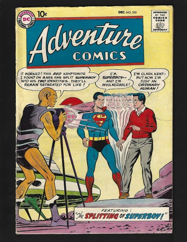 Adventure Comics #255 VG+ 2nd Red Kryptonite Superboy Aquaman Neptune ...