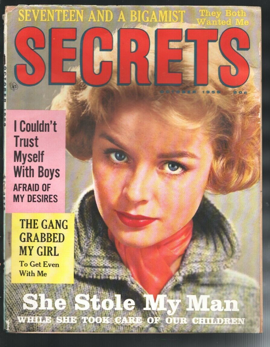 Secrets 10/1959 -ACE-Exploitation mag-posed photos-"The Gang Grabbed My ...