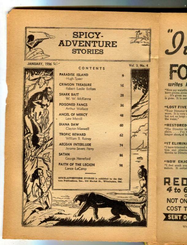 Spicy Adventure Stories Pulp January 1936- coverless reading copy ...
