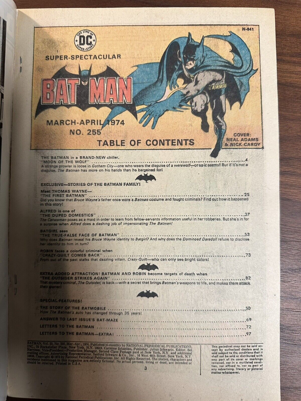 Batman #255 FN/VF Signed By Neal Adams. 1st App. Anthony Lupus (DC 1974 ...