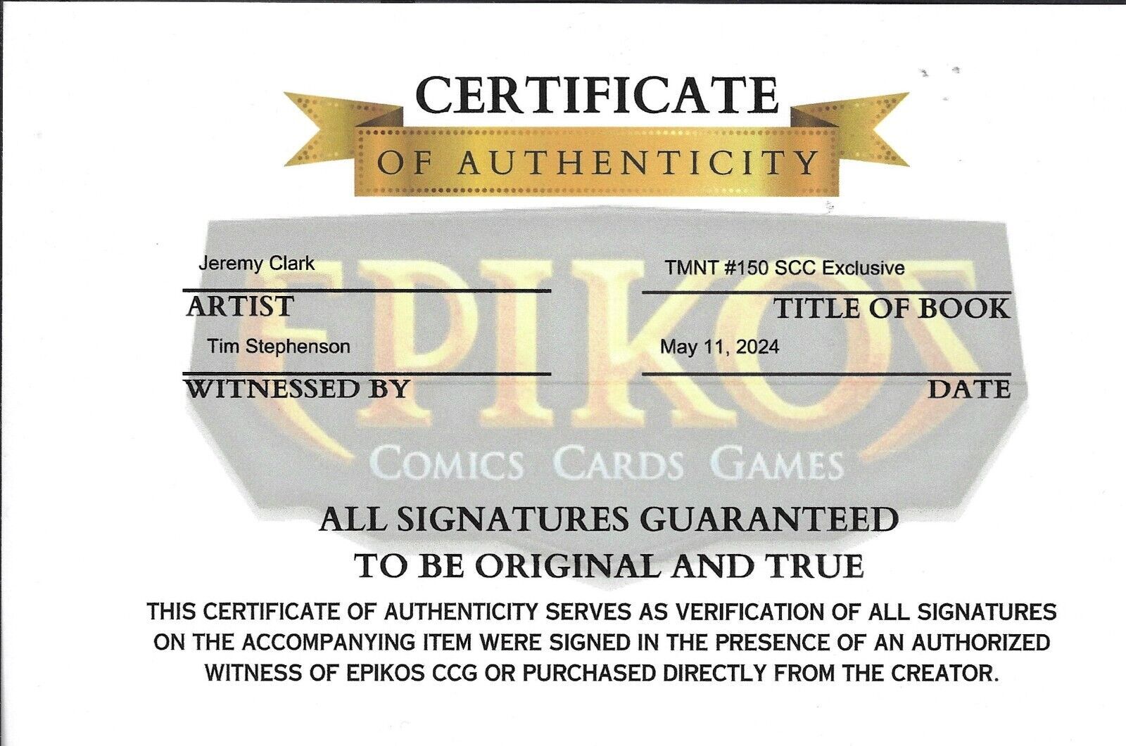 TMNT #150 SCC Store Exclusive Cover Signed By Jeremy Clark IDW 2024 ...